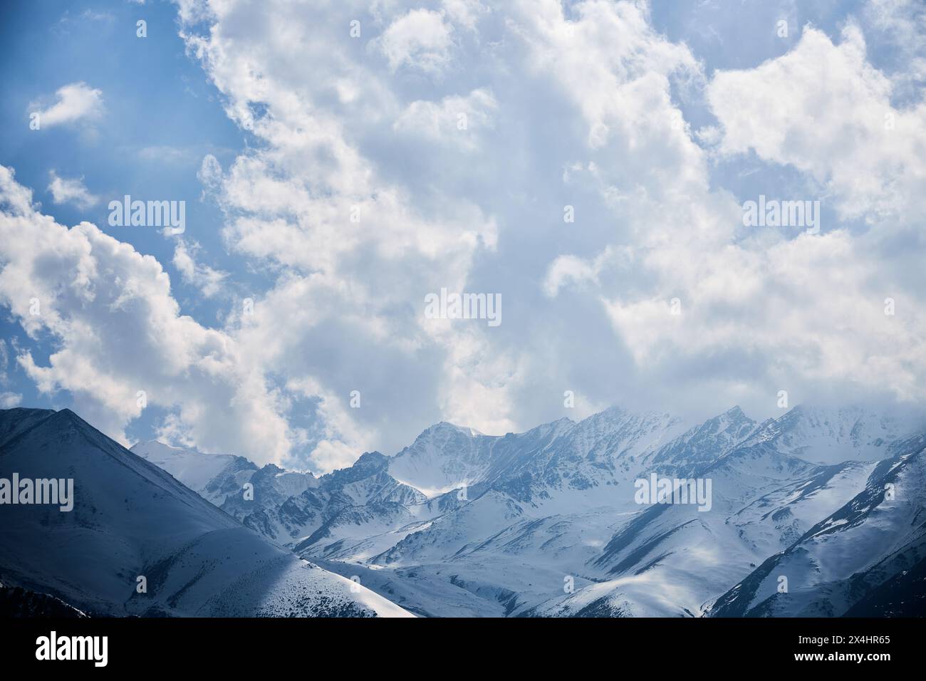 Winter natural landscape, mountain range wallpaper. Epic blue sky with ...