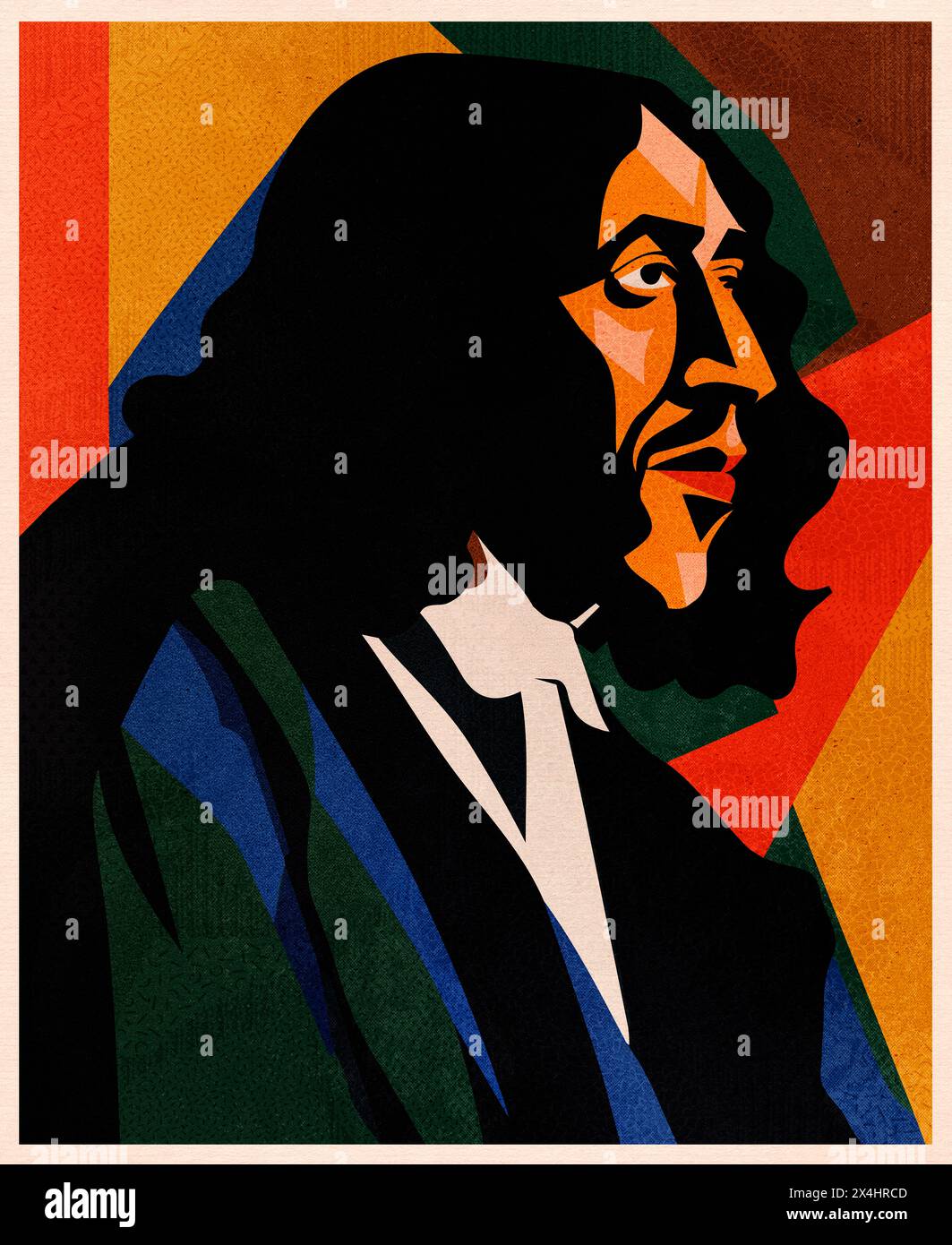 Baruch Spinoza illustration. Contemporary art graphic portrait Stock ...