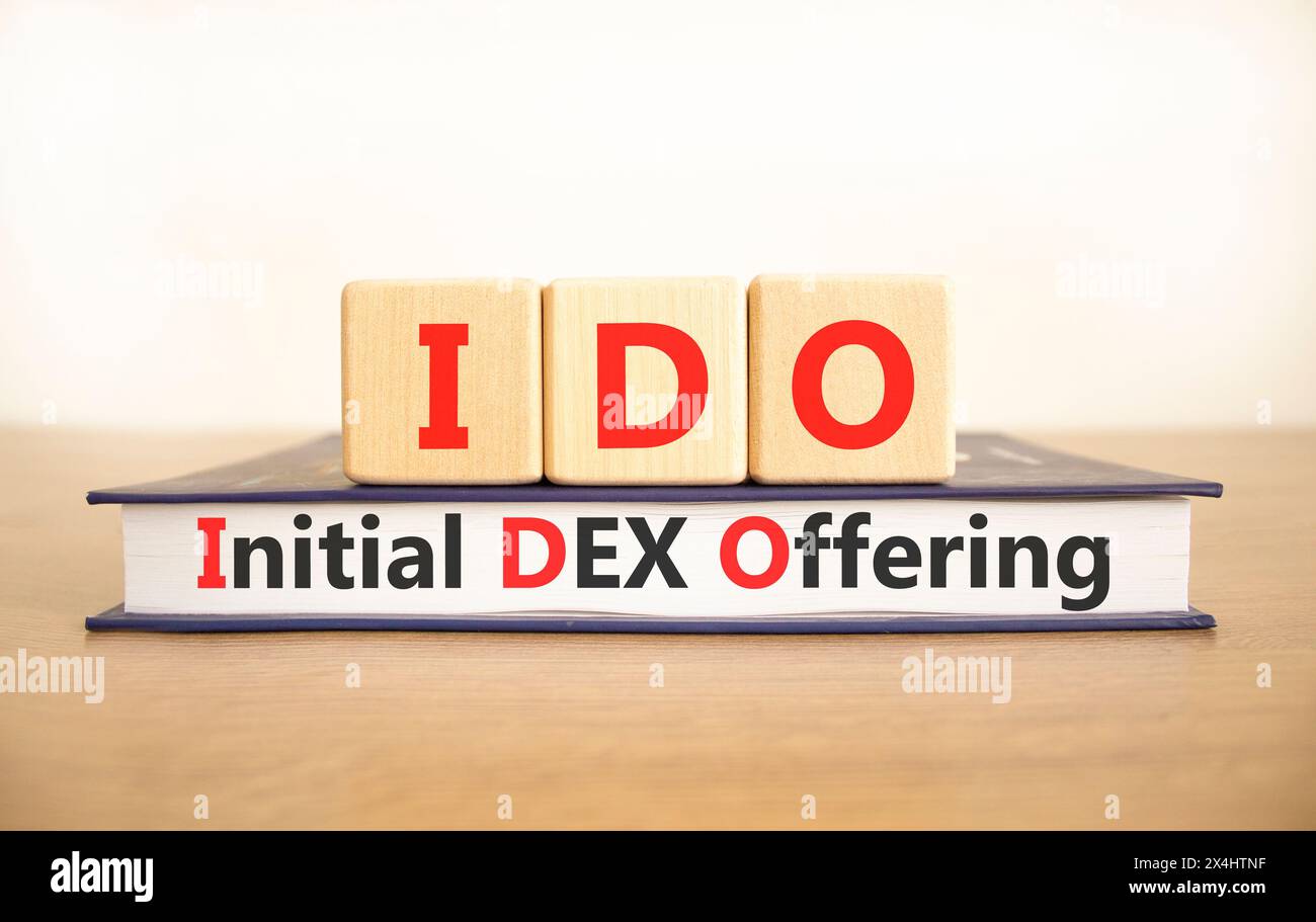 IDO initial DEX offering symbol. Concept words IDO initial DEX offering on beautiful wooden ...