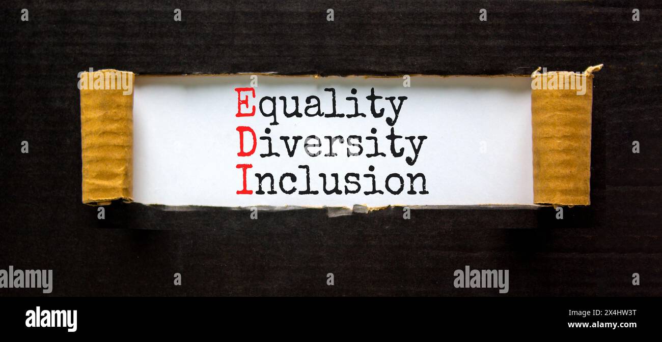 EDI equality diversity inclusion symbol. Concept words EDI equality diversity inclusion on white ...