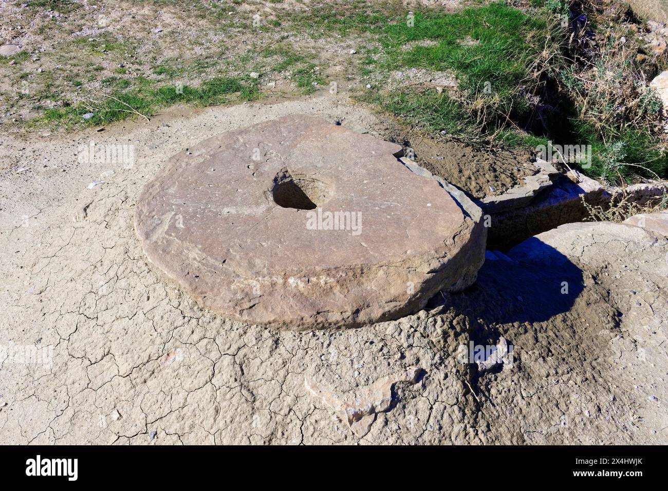 Ruins of the Urartian citadel of Cavustepe, Circular stone used for ...