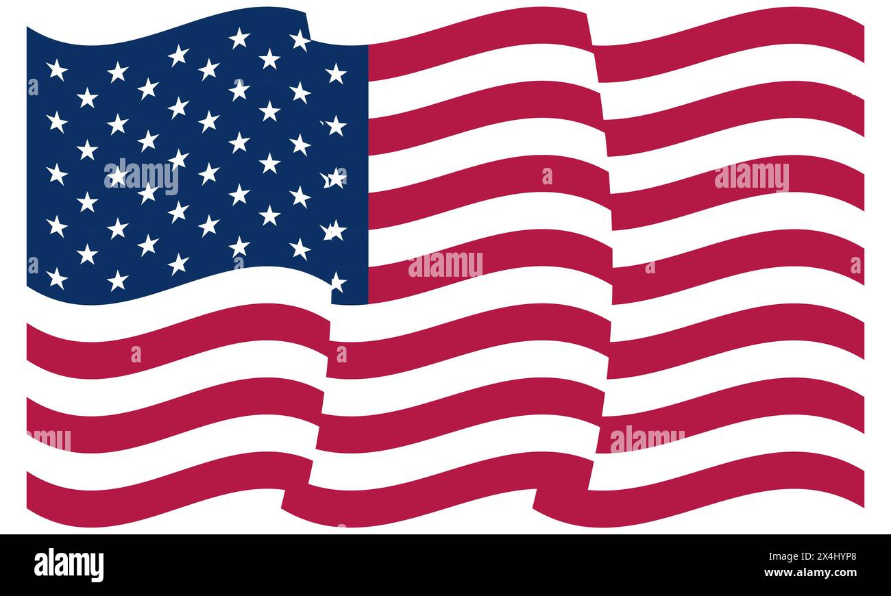 Rippling shaped US flag isolated on white or a transparent background ...