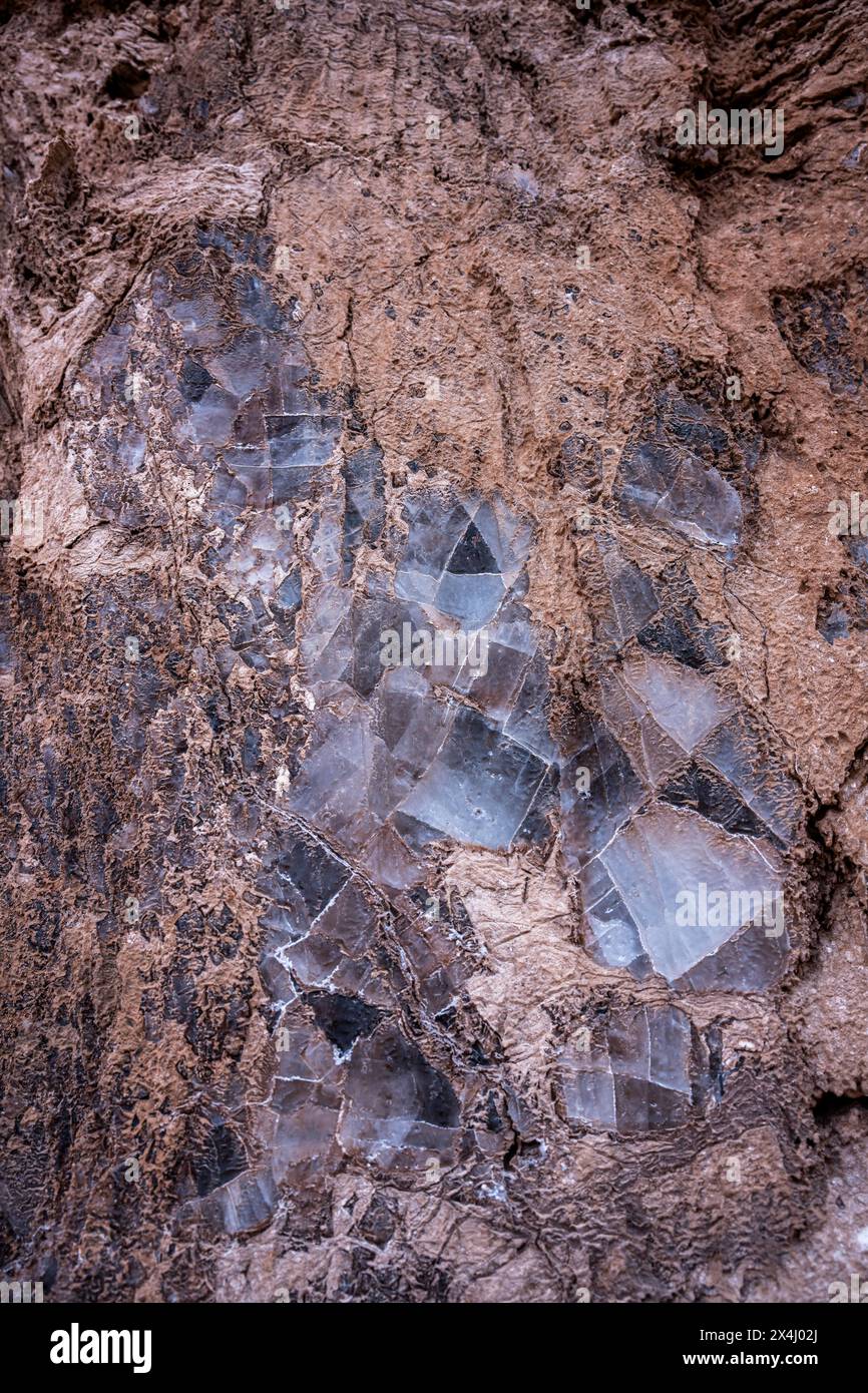 Salt crystals bound in rock, Valle de la Luna, San Pedro de Atacama ...