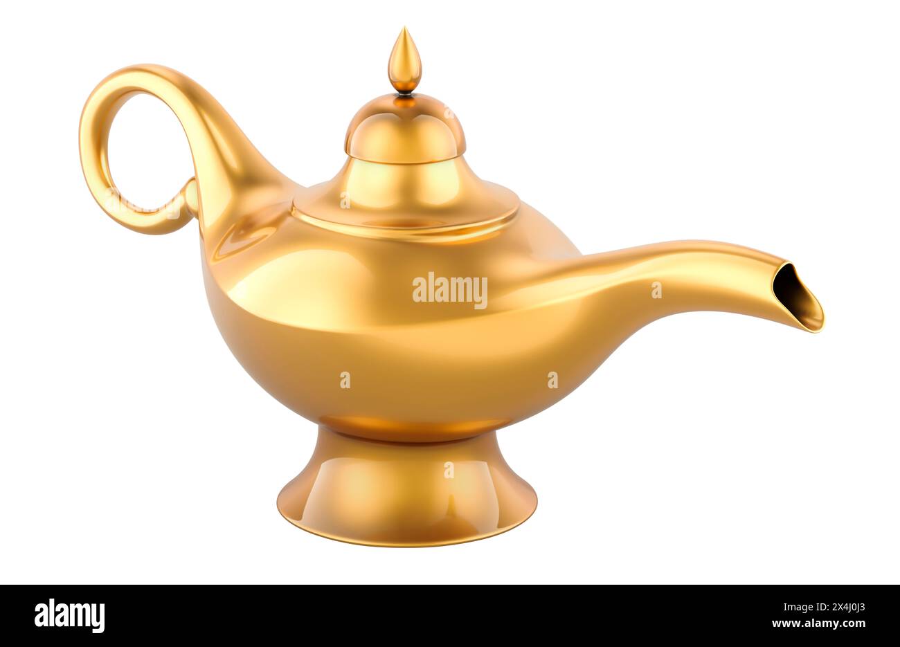 Aladdin magic lamp, 3D rendering isolated on white background Stock ...