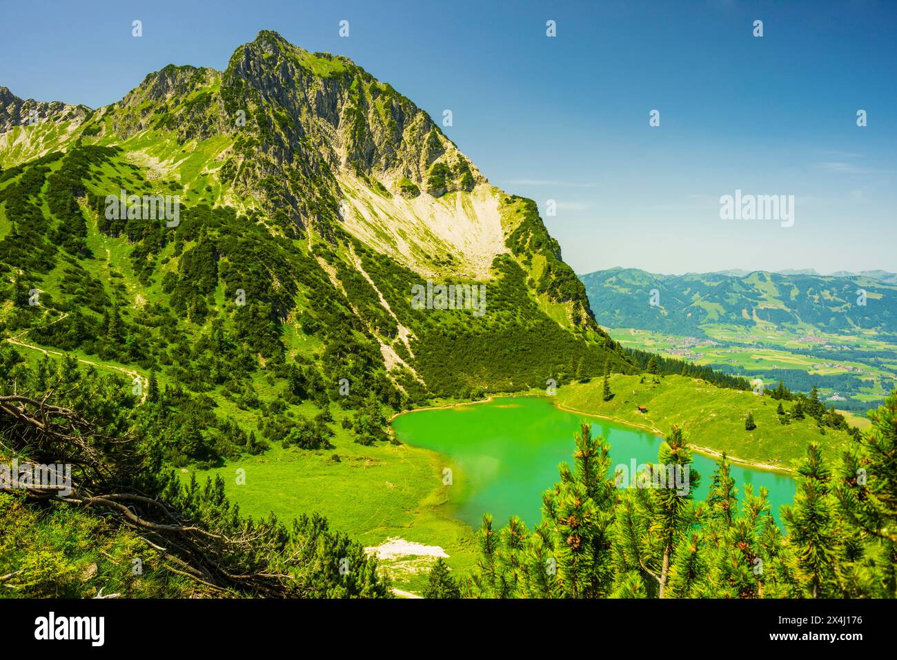 Lower Gaisalpsee, behind it the Rubihorn, 1957 m, Allgaeu Alps, Allgaeu ...