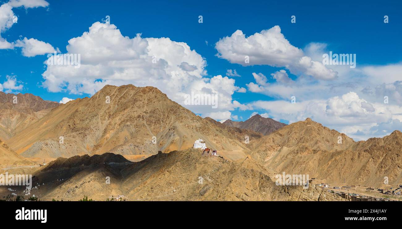 The Namgyal Tsemo Gompa monastery on Tsenmo Hill, a viewpoint over Leh ...