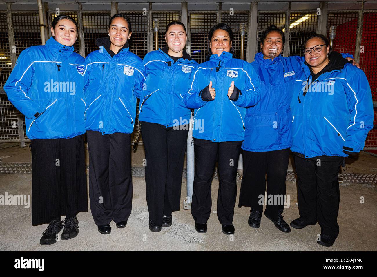 Wellington, New Zealand, 3 May, 2024. Hurricanes security guards pose ...