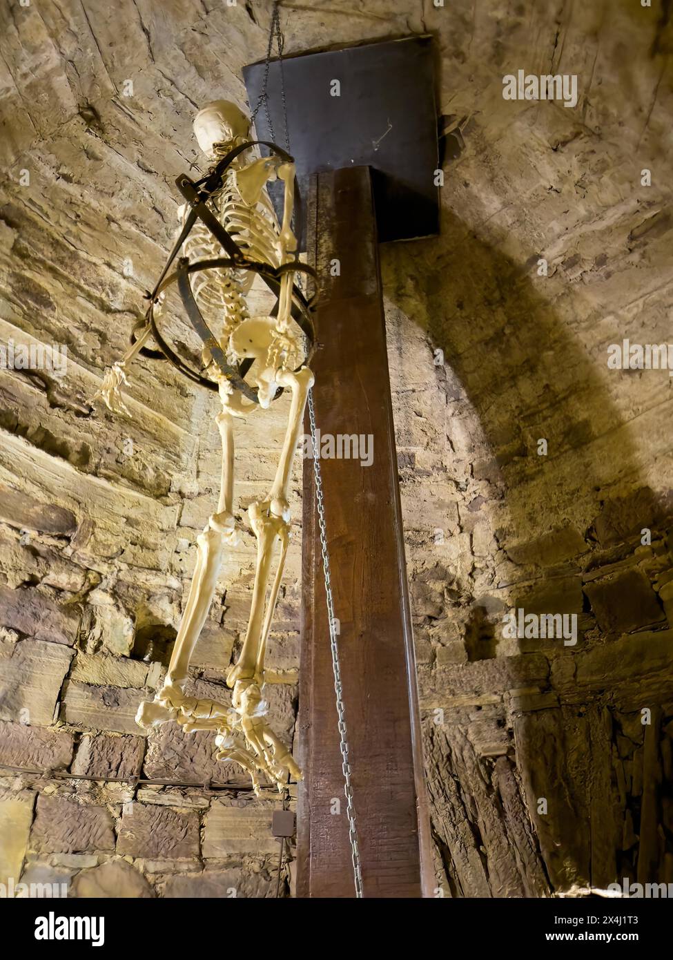 Representation with artificial skeleton of historical torture in former ...