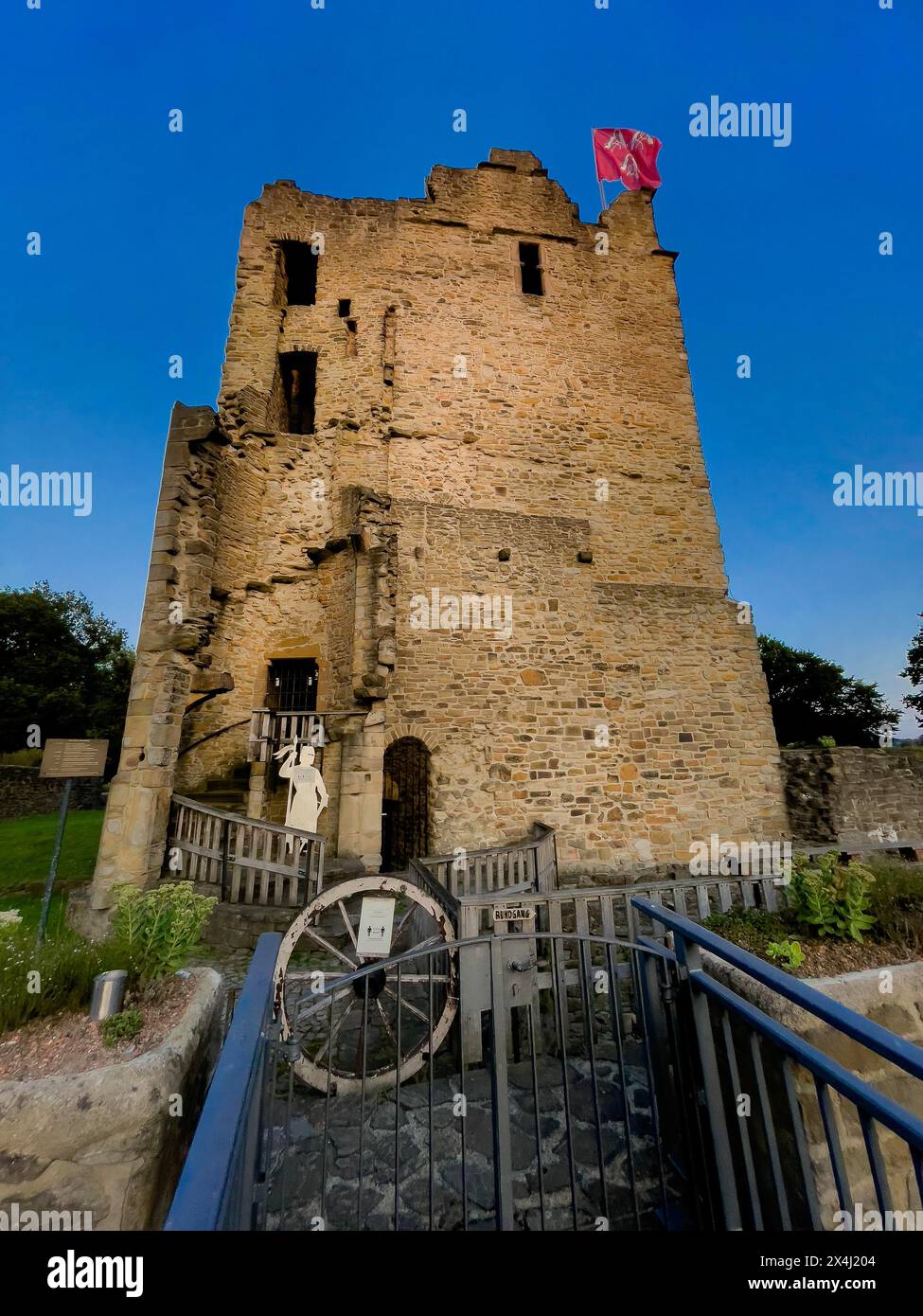 Photo at dusk of historic ruins of Romanesque residential tower of ...
