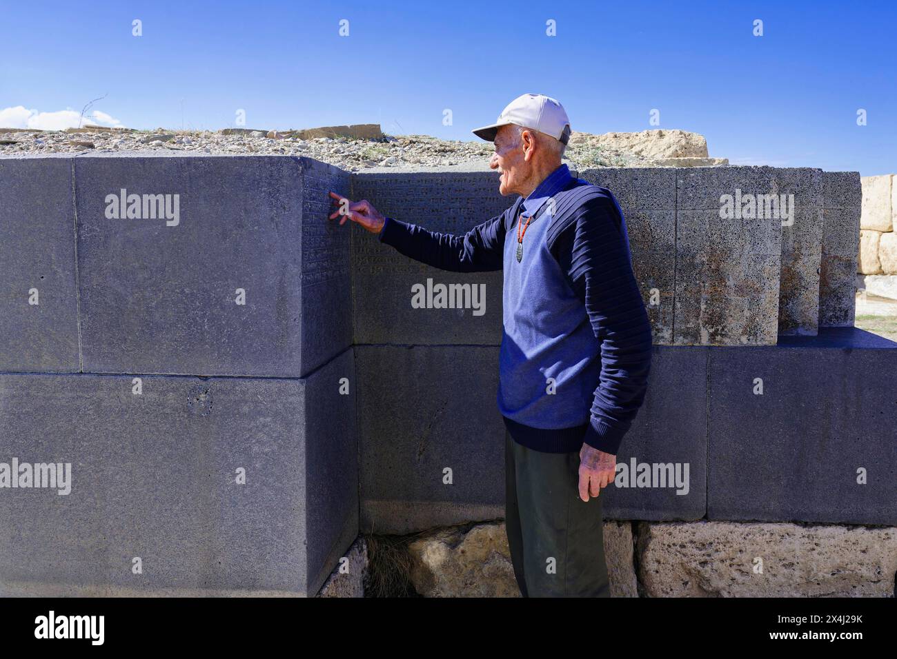 Ruins of the Urartian citadel of Cavustepe, Wardian explaining the ...