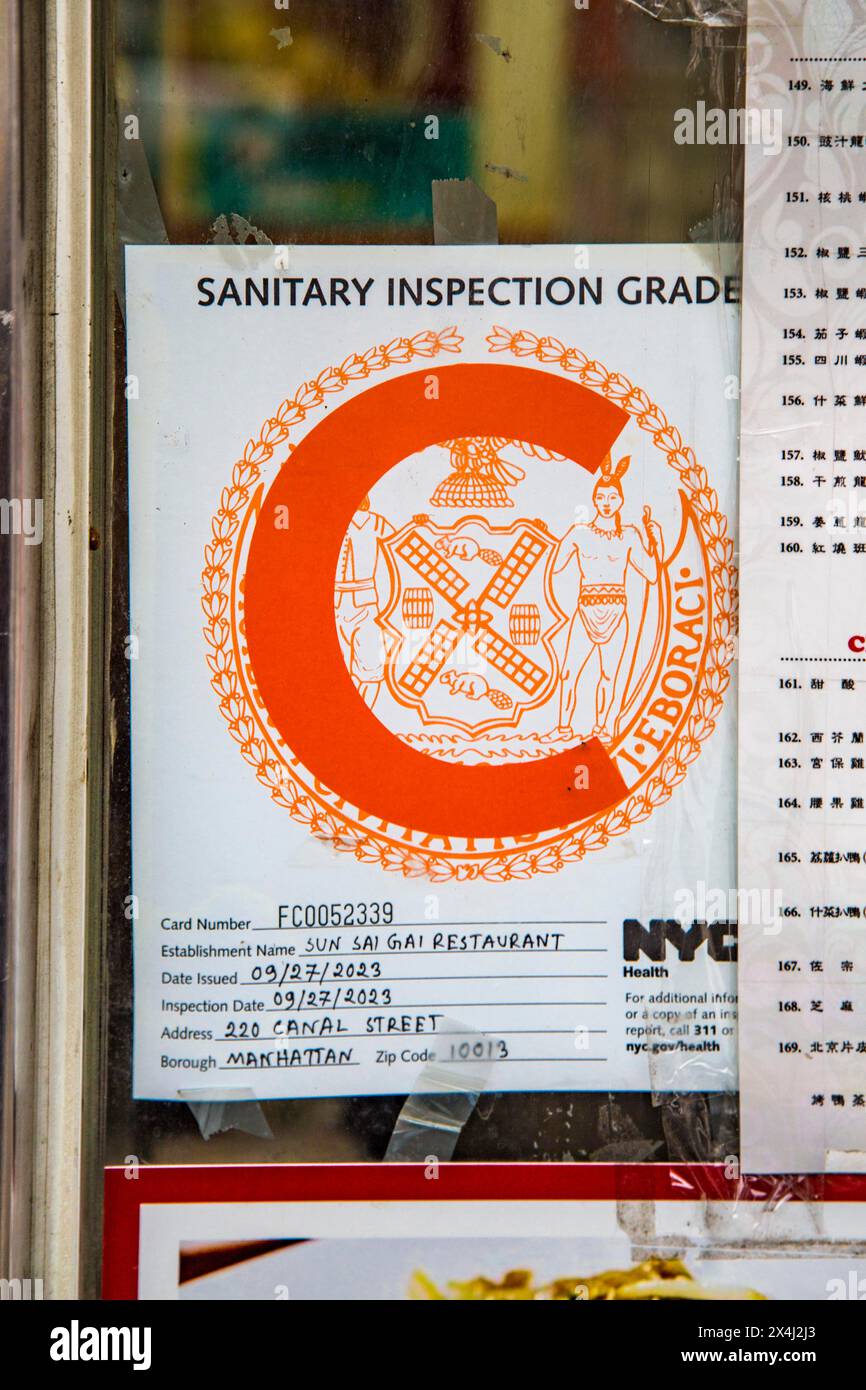 C Grade, (Poor) official hygiene rating of a restaurant, Chinatown ...