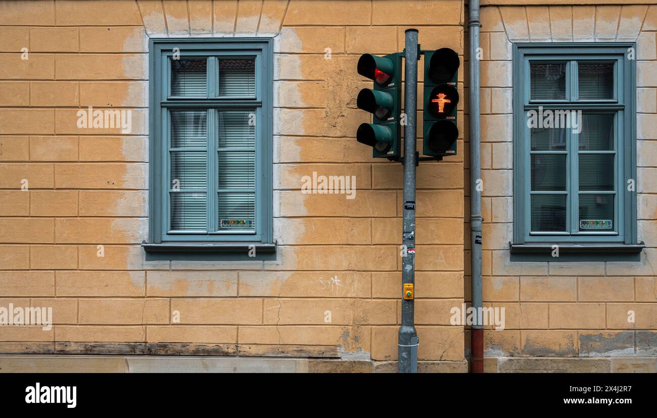 Traffic lights on a house facade, Thuringia, Germany Stock Photo - Alamy