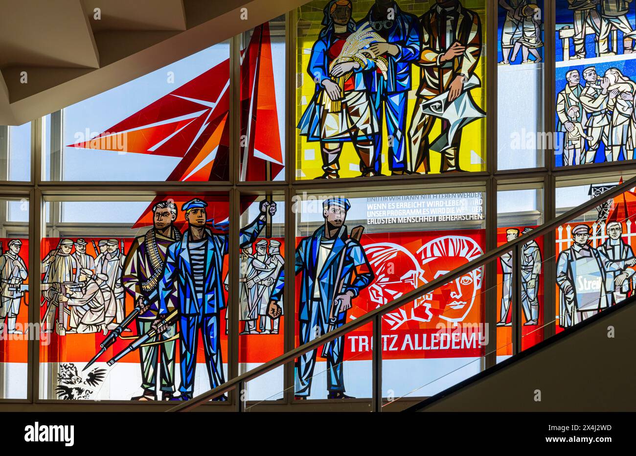Window glass paintings, realistic socialism, vestibule of the European ...