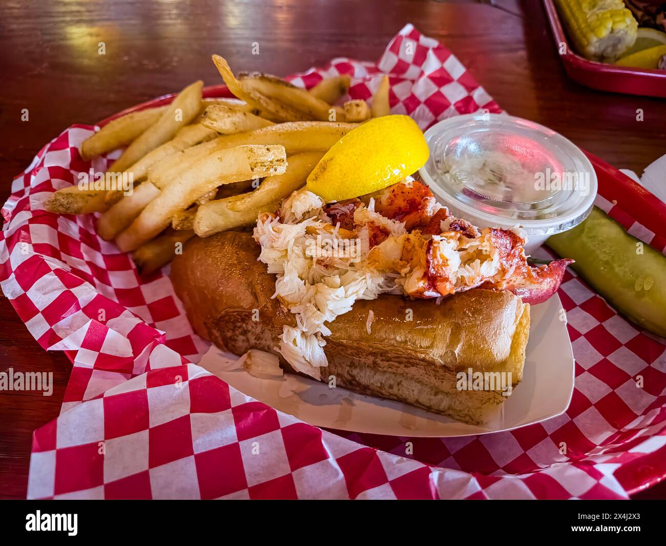 Lobster roll sandwich with french fries Stock Photo - Alamy