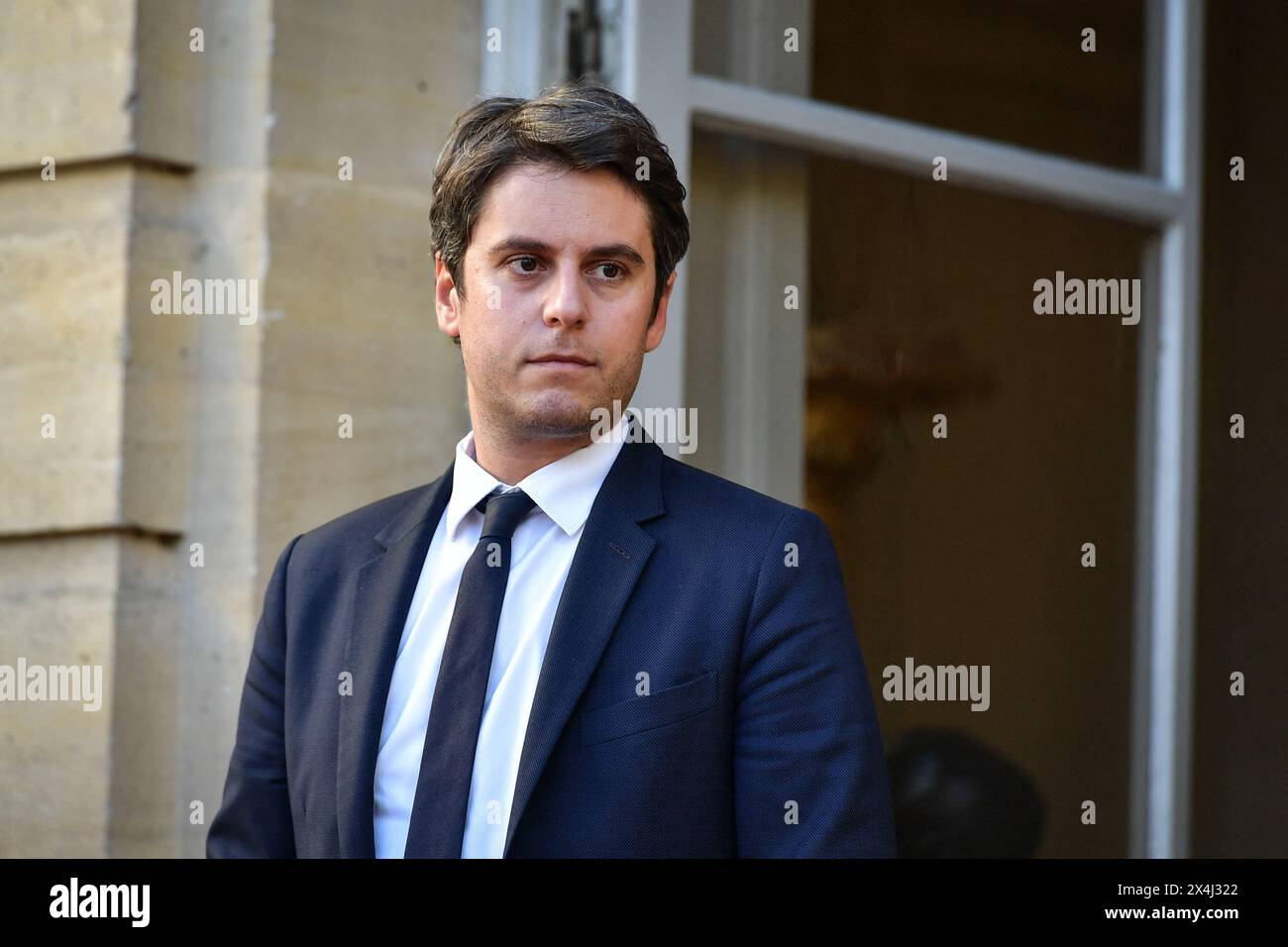 French Prime Minister Gabriel Attal looks on before welcoming Prime ...