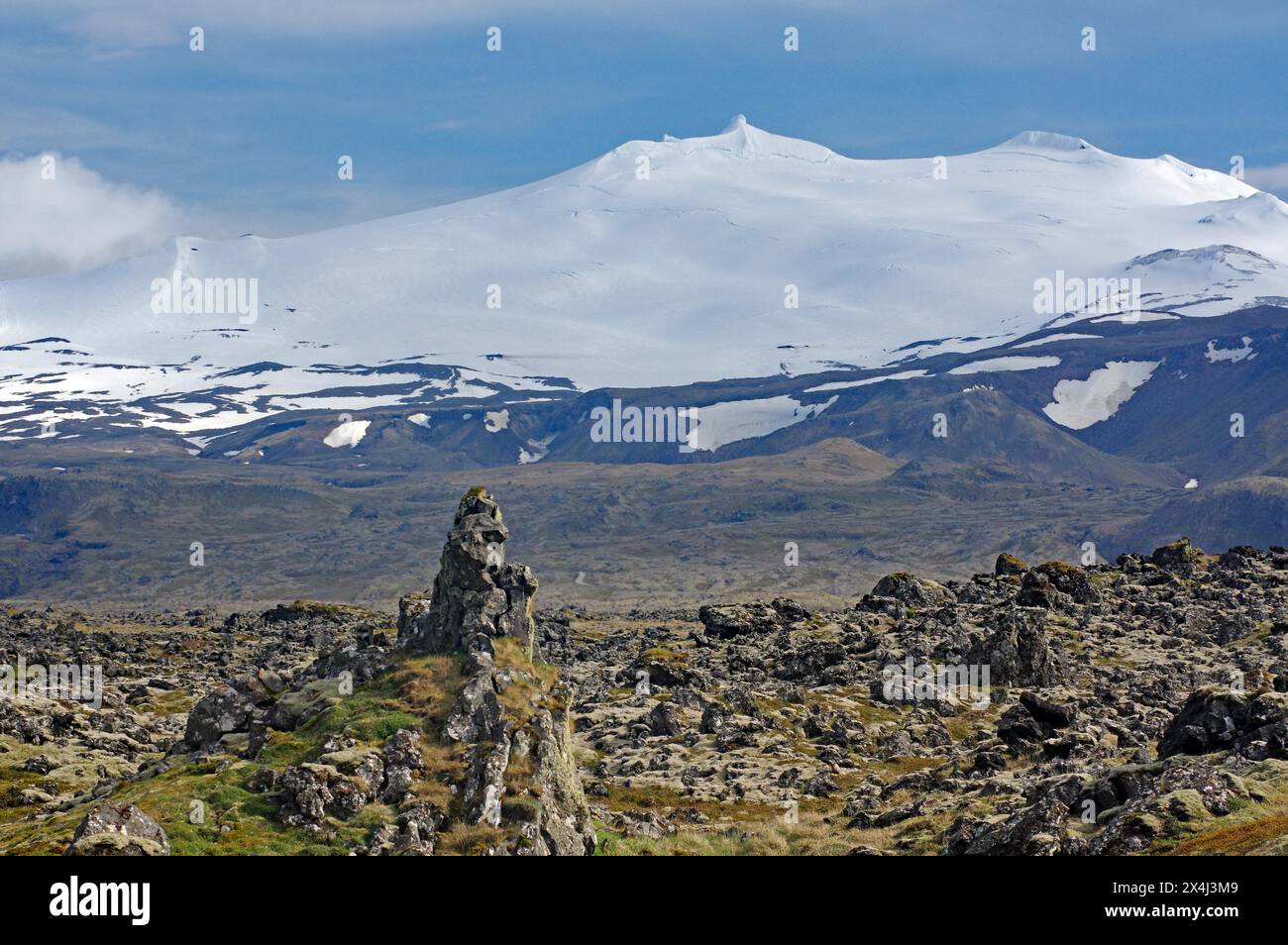 Glaciated volcano and lava landscape, Jules Verne, Journey to the ...