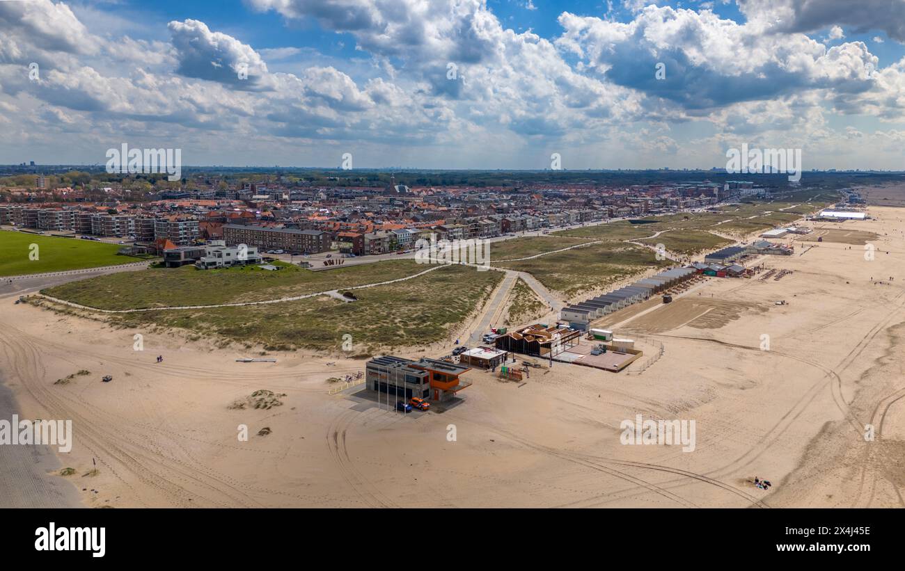 Aerial drone photo of the coastal town named Katwijk aan Zee in the ...