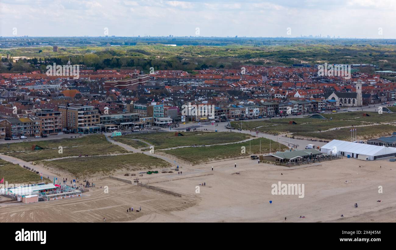 Aerial drone photo of the coastal town named Katwijk aan Zee in the ...