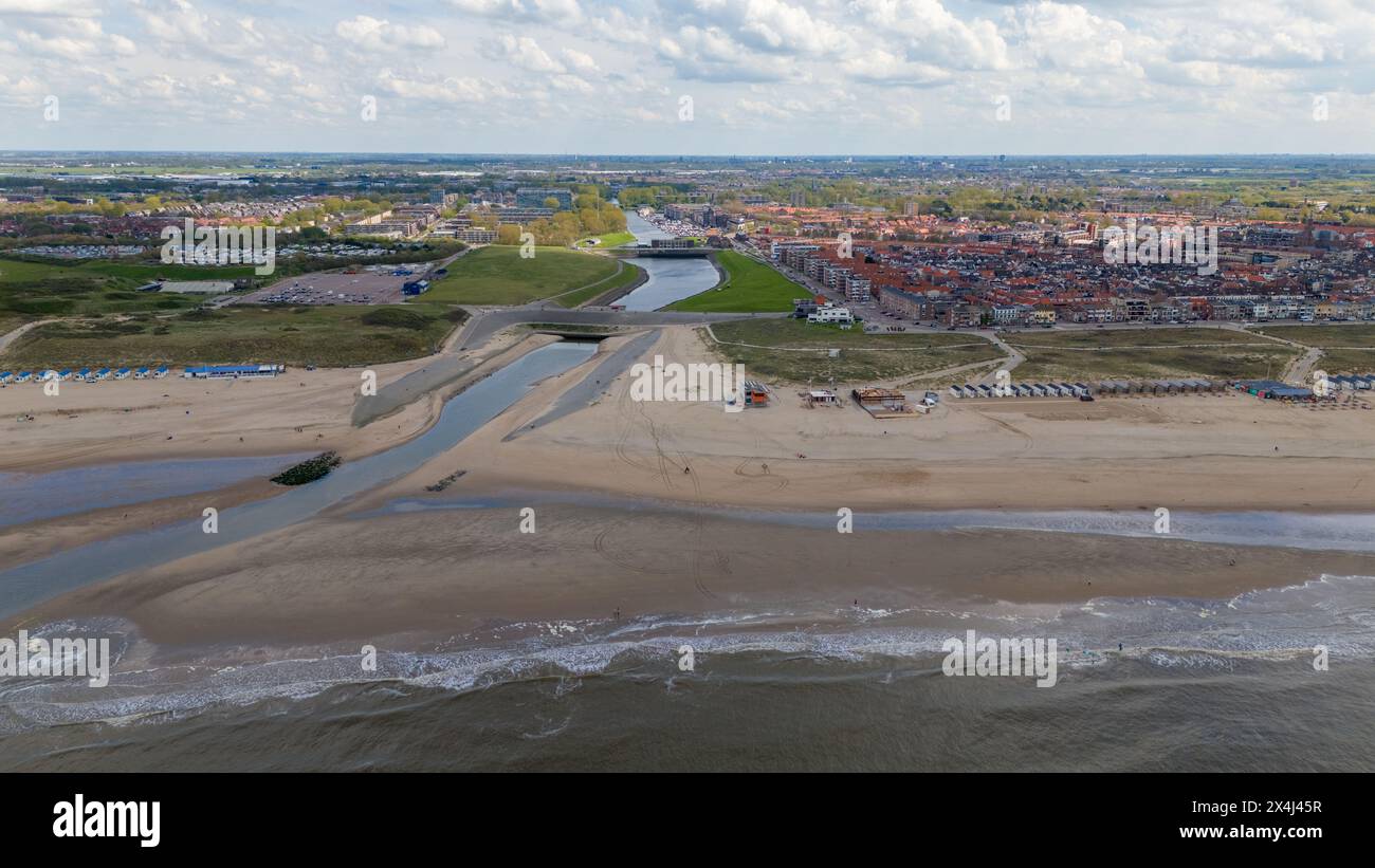 Aerial drone photo of the coastal town named Katwijk aan Zee in the ...