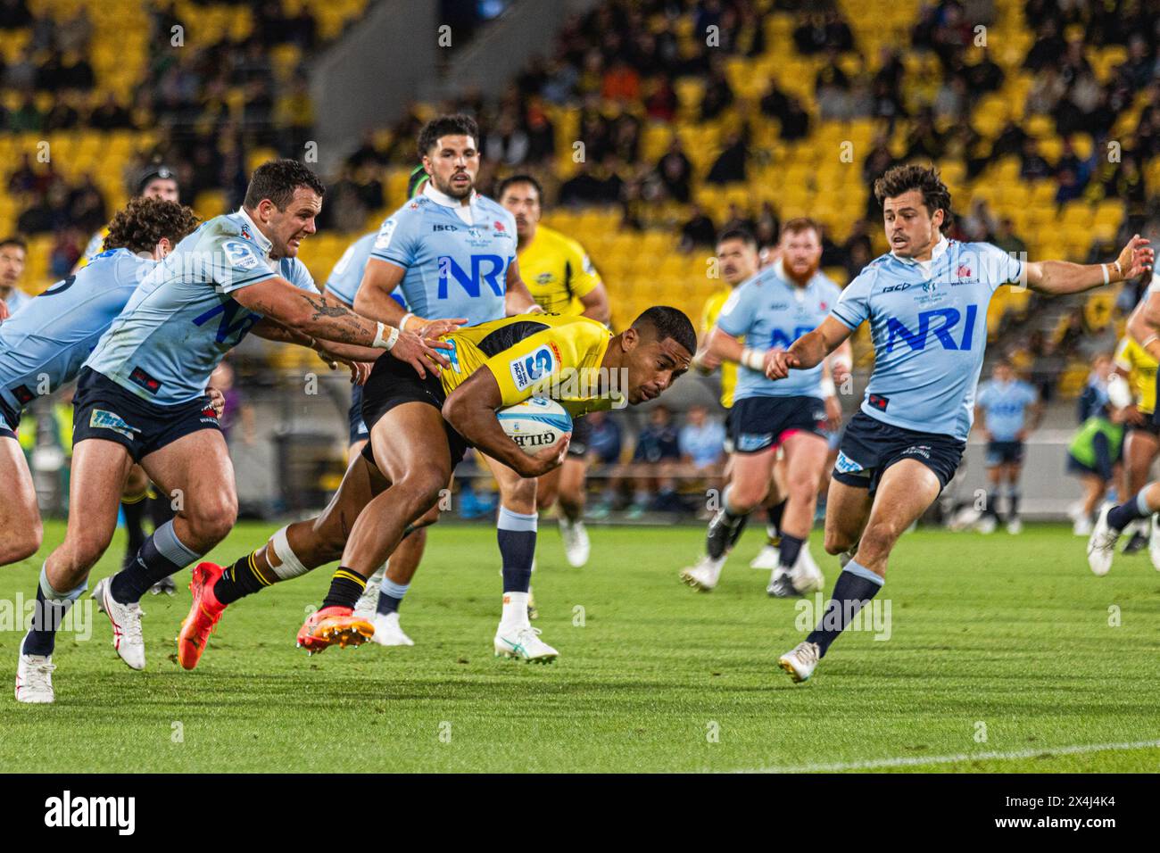 Wellington, New Zealand, 3 May, 2024. Salesi Rayasi of the Hurricanes ...