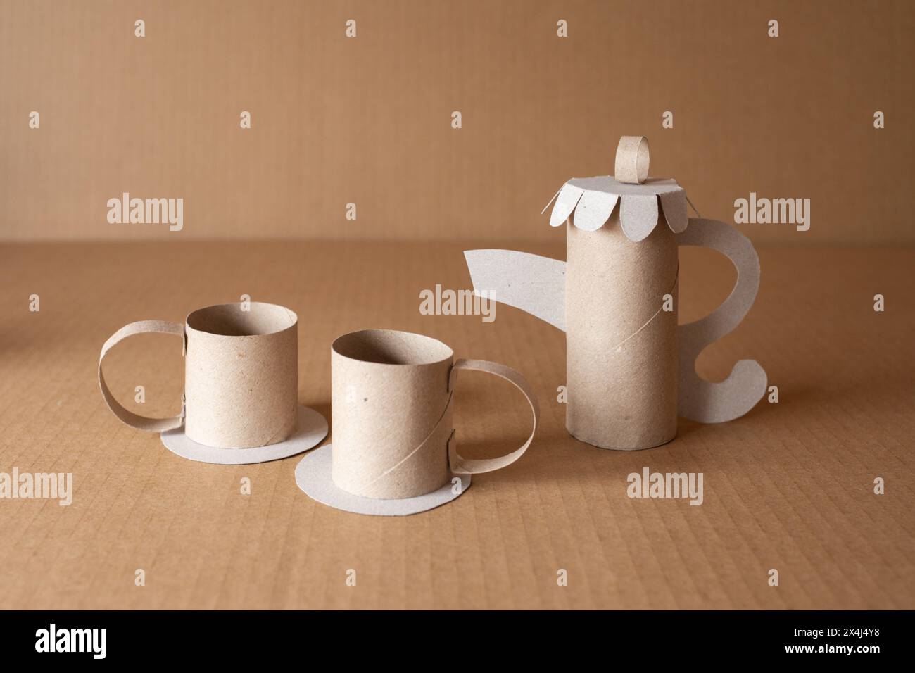 paper tea pair craft, kids art project, cut out cardboard, DIY Stock ...