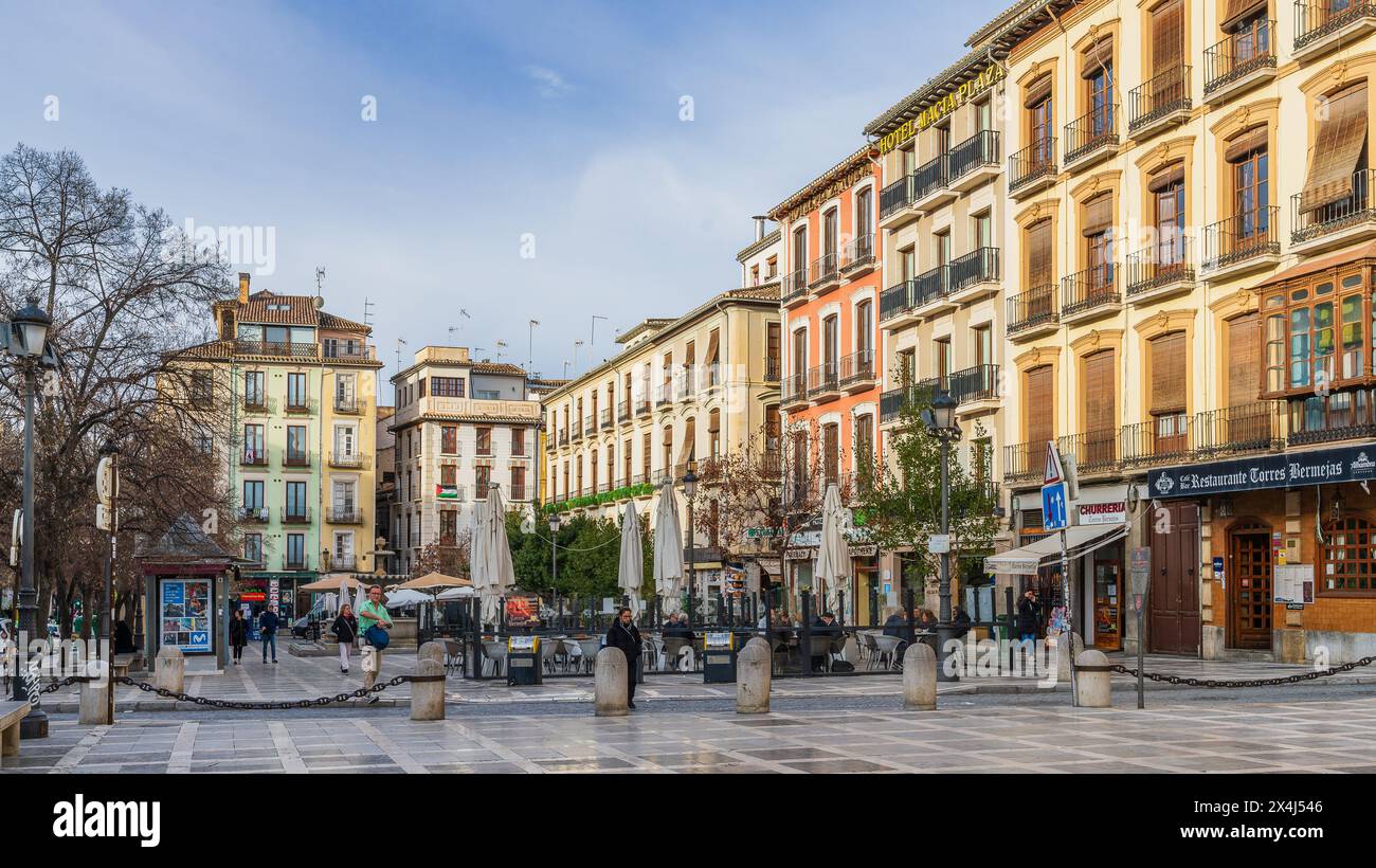 Granada, Spain, February 14, 2024. Plaza Nueva in the city of Granada ...