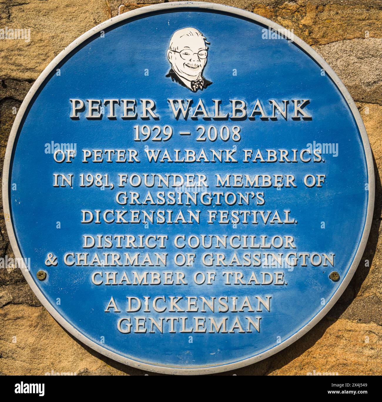A HDR of a blue plaque for Peter Walbank, grassington councillor ...