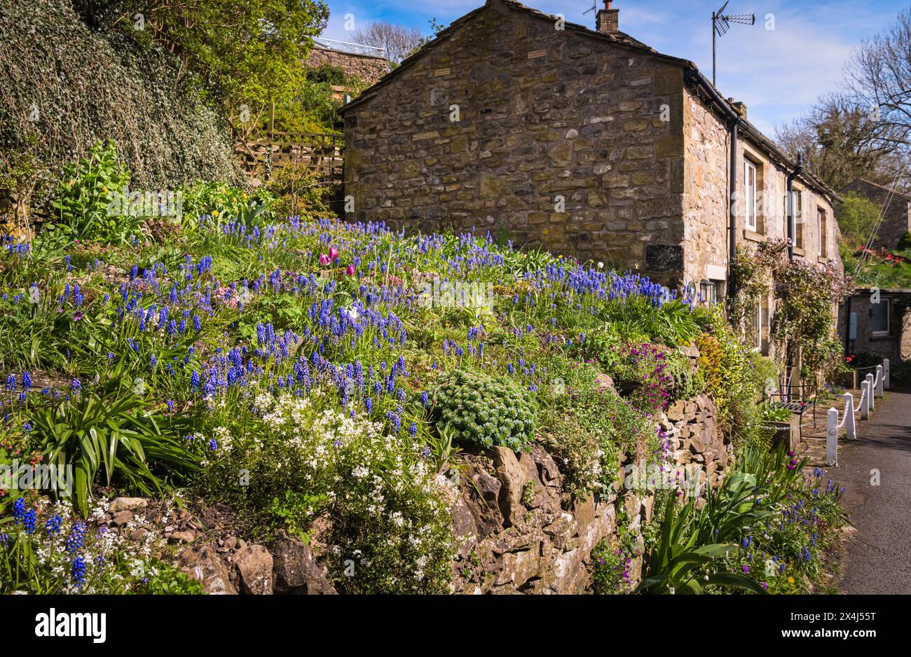 A spring HDR image of a beautiful village garden in Grassington, North ...
