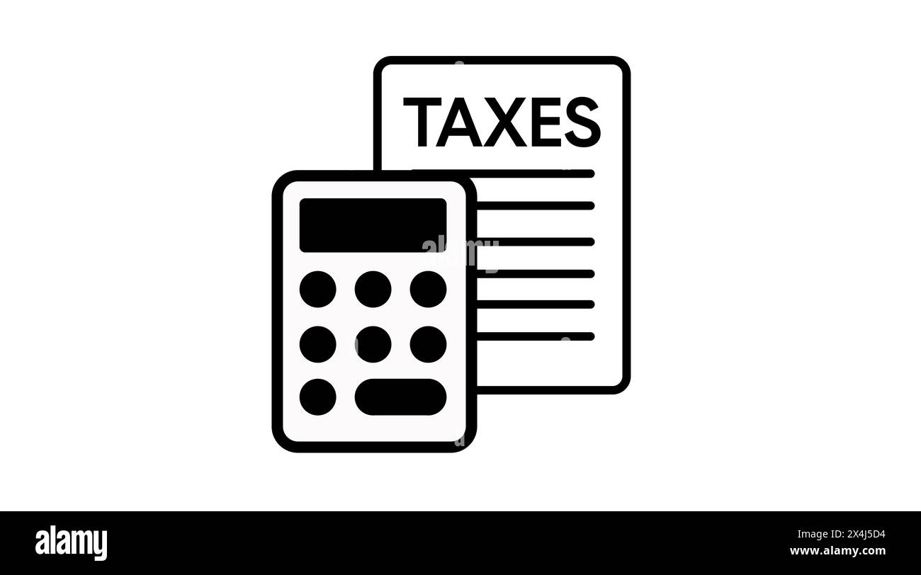 Taxes Icon. Vector black and white simple isolated taxes and calculator illustration Stock ...