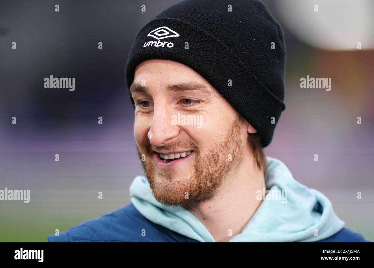 Luton Town captain Tom Lockyer speaking to Sky Sports before the ...