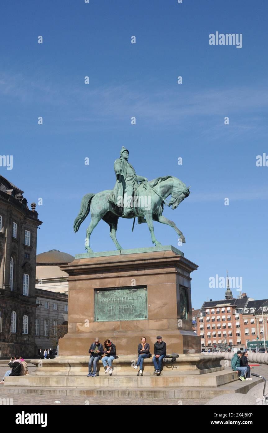 Copenhagen, Denmark /29 April 2024/ Statue of king frederik the 7th on ...