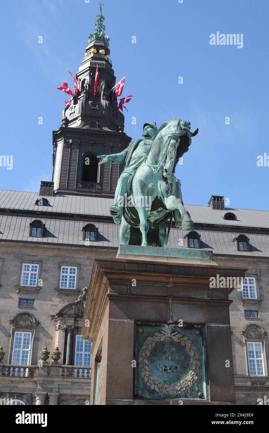 Copenhagen, Denmark /29 April 2024/ Statue of king frederik the 7th on ...