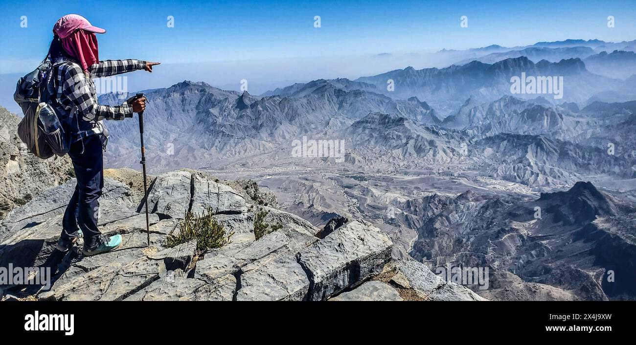On the summit of Jebel Shams (2997 meters), highest peak in Oman Stock ...