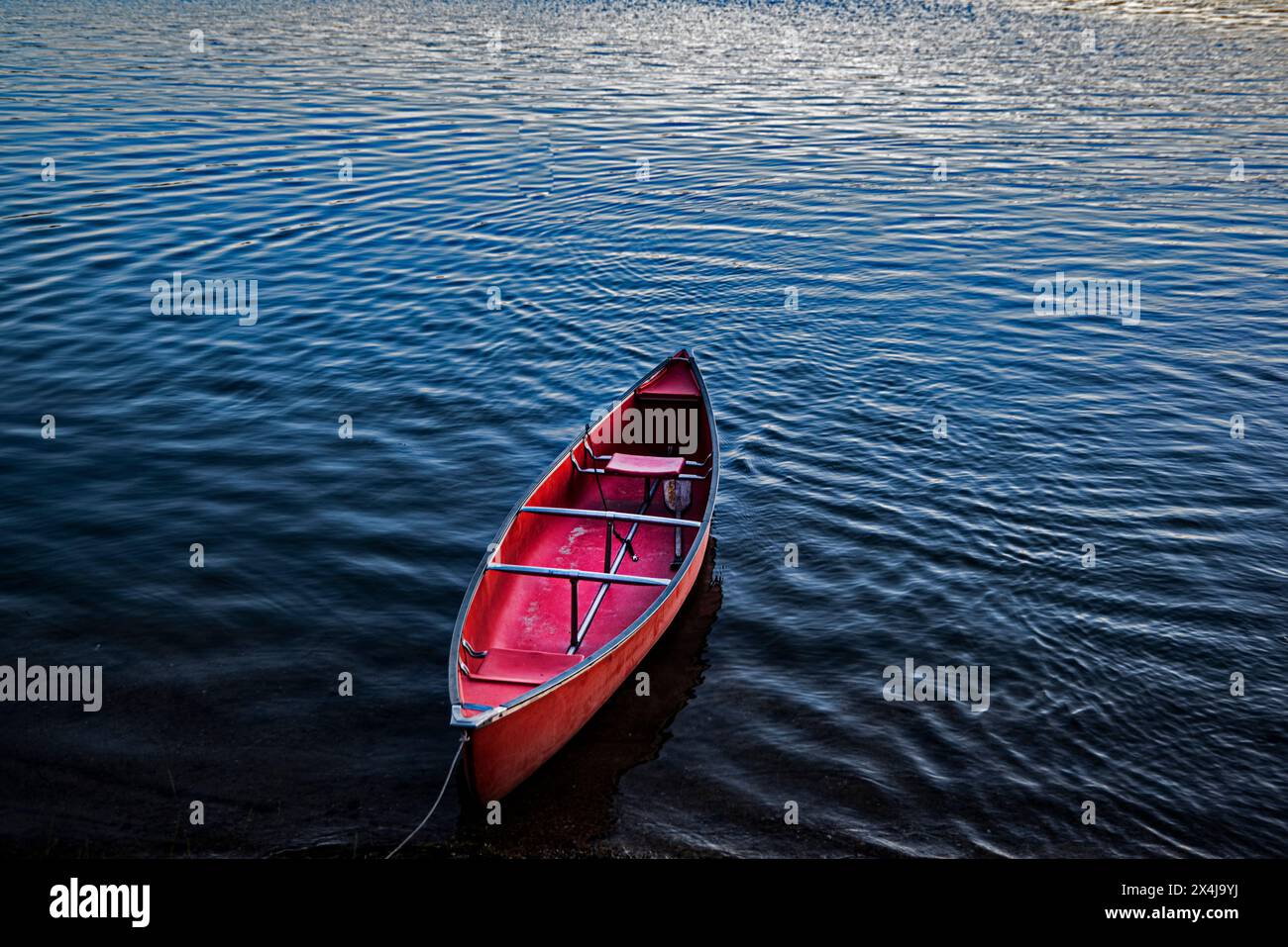 Canoe on Loon Lake, Stevens County, Washington State, USA Stock Photo ...