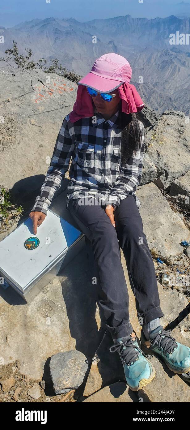 On the summit of Jebel Shams (2997 meters), the highest peak in Oman ...