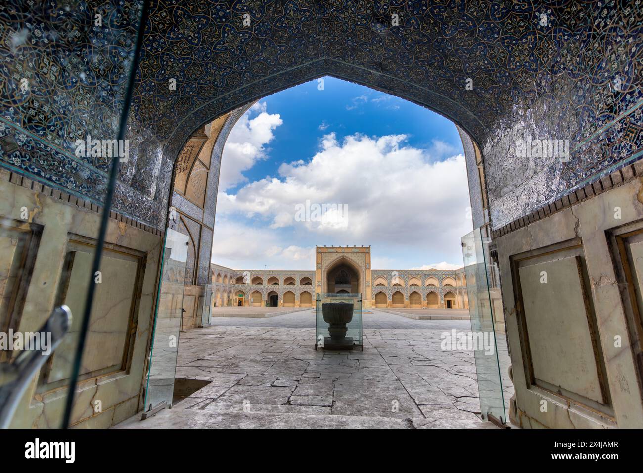 Interior view of Jammeh Mosque showing intricate geometric patterns and ...