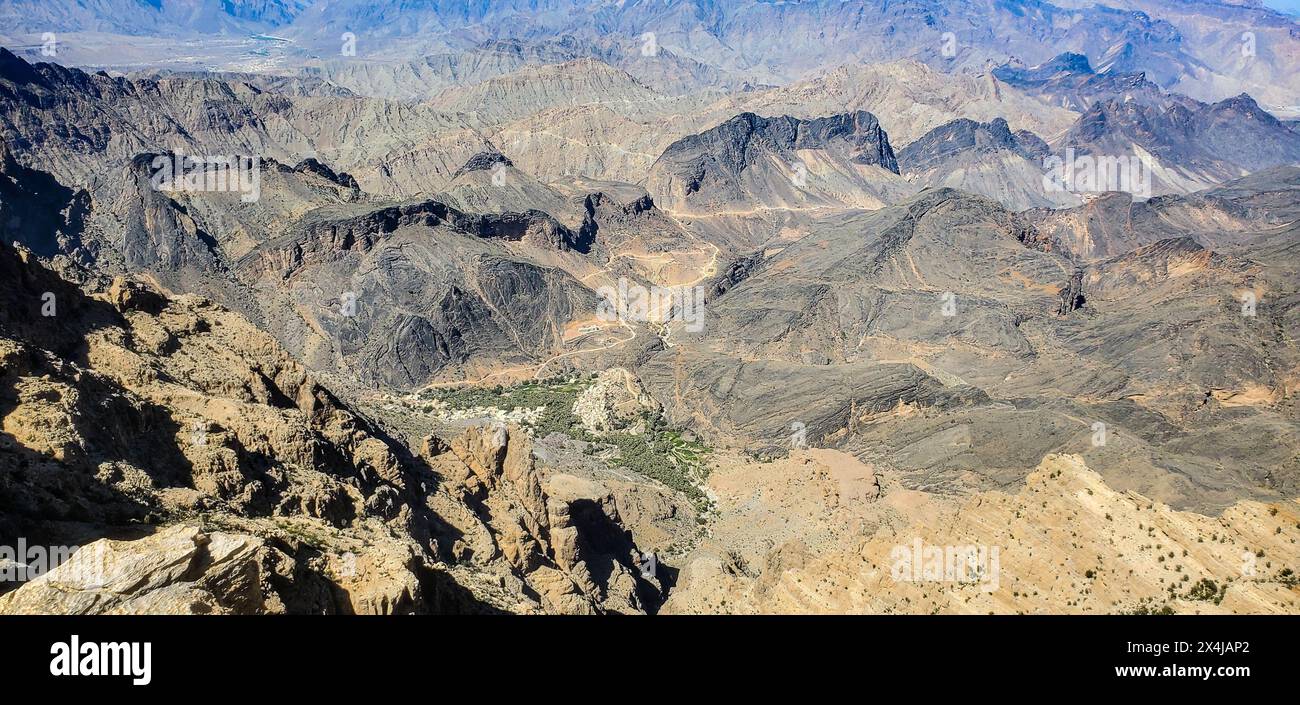 High above Hat village and Wadi Ban Auf, Western Hajar Mountains, Ash ...