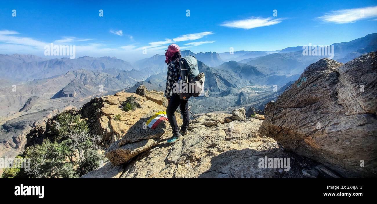 High above Hat village and Wadi Ban Auf, Western Hajar Mountains, Ash ...