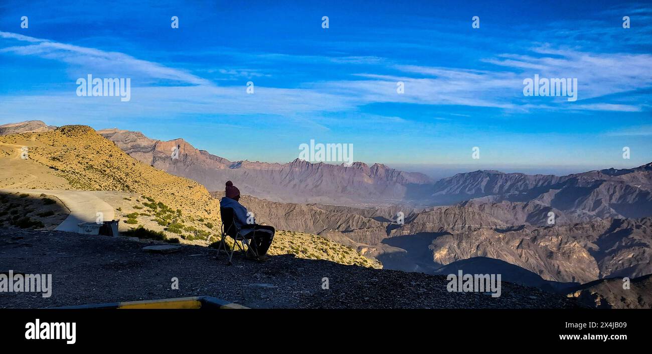 Camping above Wadi Ban Auf, Western Hajar Mountains, Ash Sharaf, Oman ...