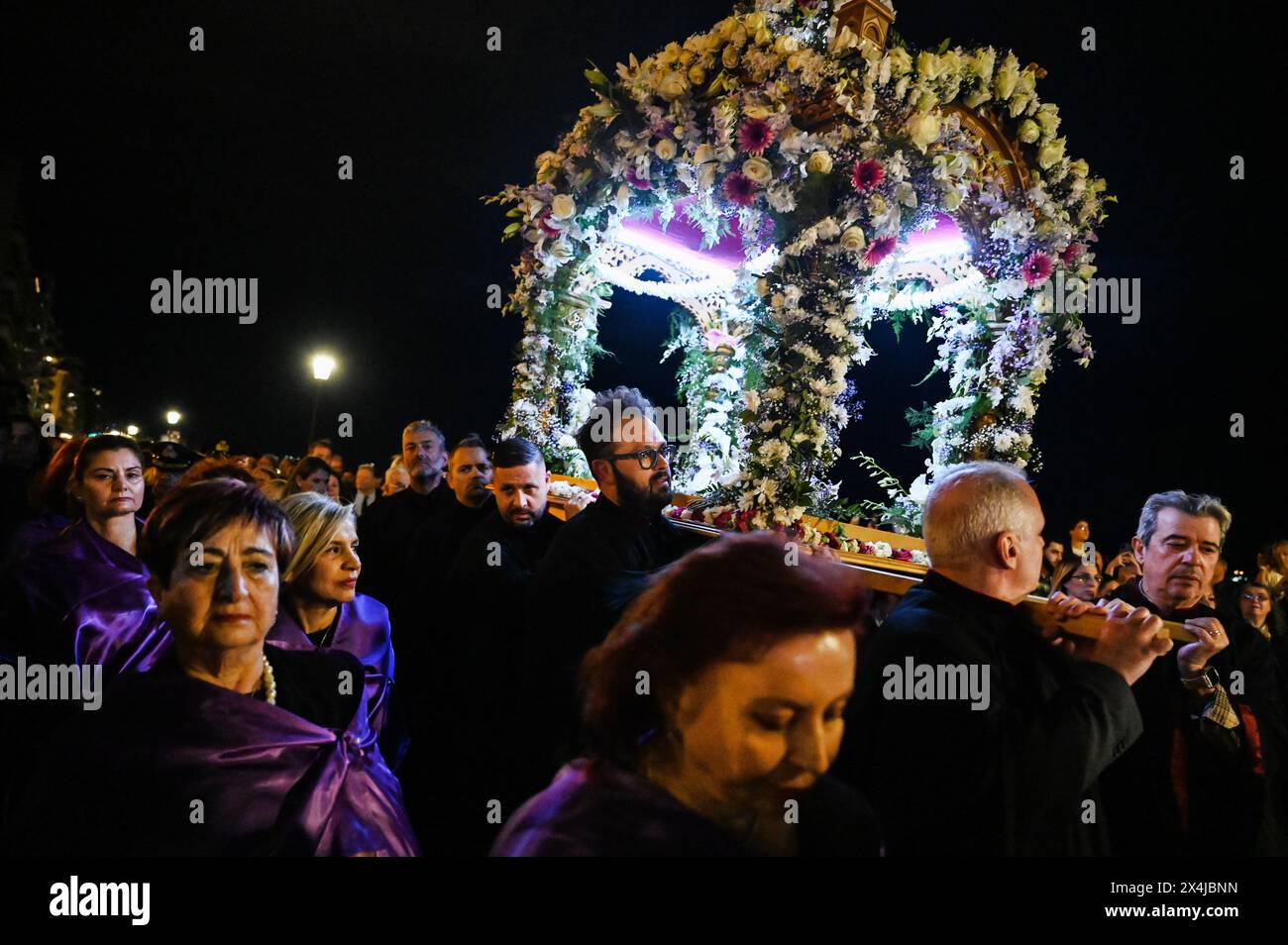 Thessaloniki, Greece. 3rd May, 2024. People attend the procession of ...