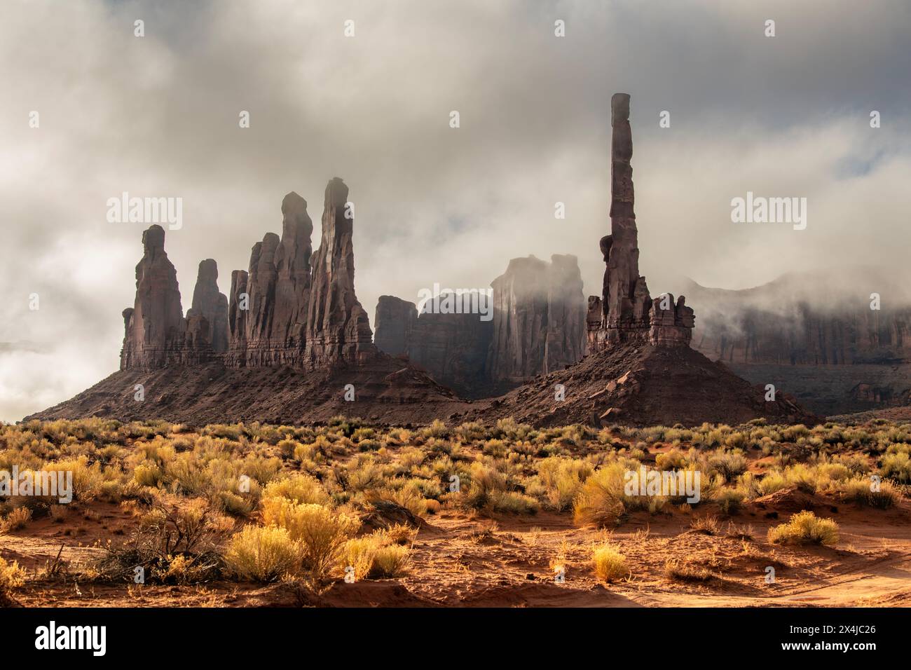Scenic view of the magnificant spires in Monument Valley Arizona, with ...