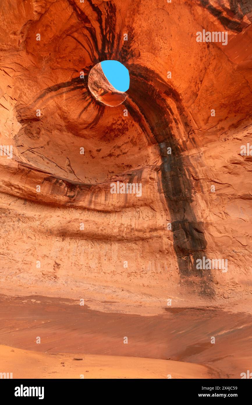 Big Hogan Arch in Monument Valley Arizona lies in a remote area of the ...