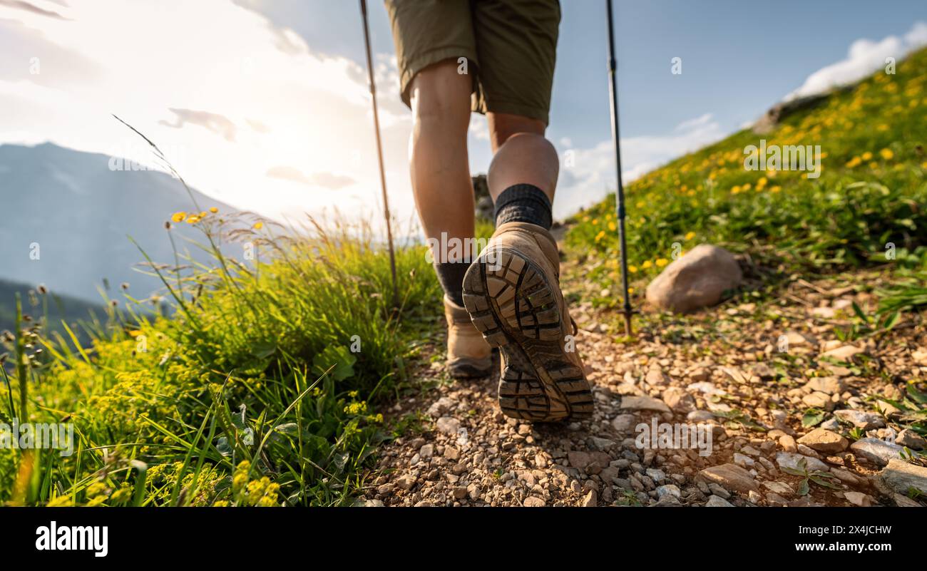 Close up hikers legs trekking hi-res stock photography and images - Alamy