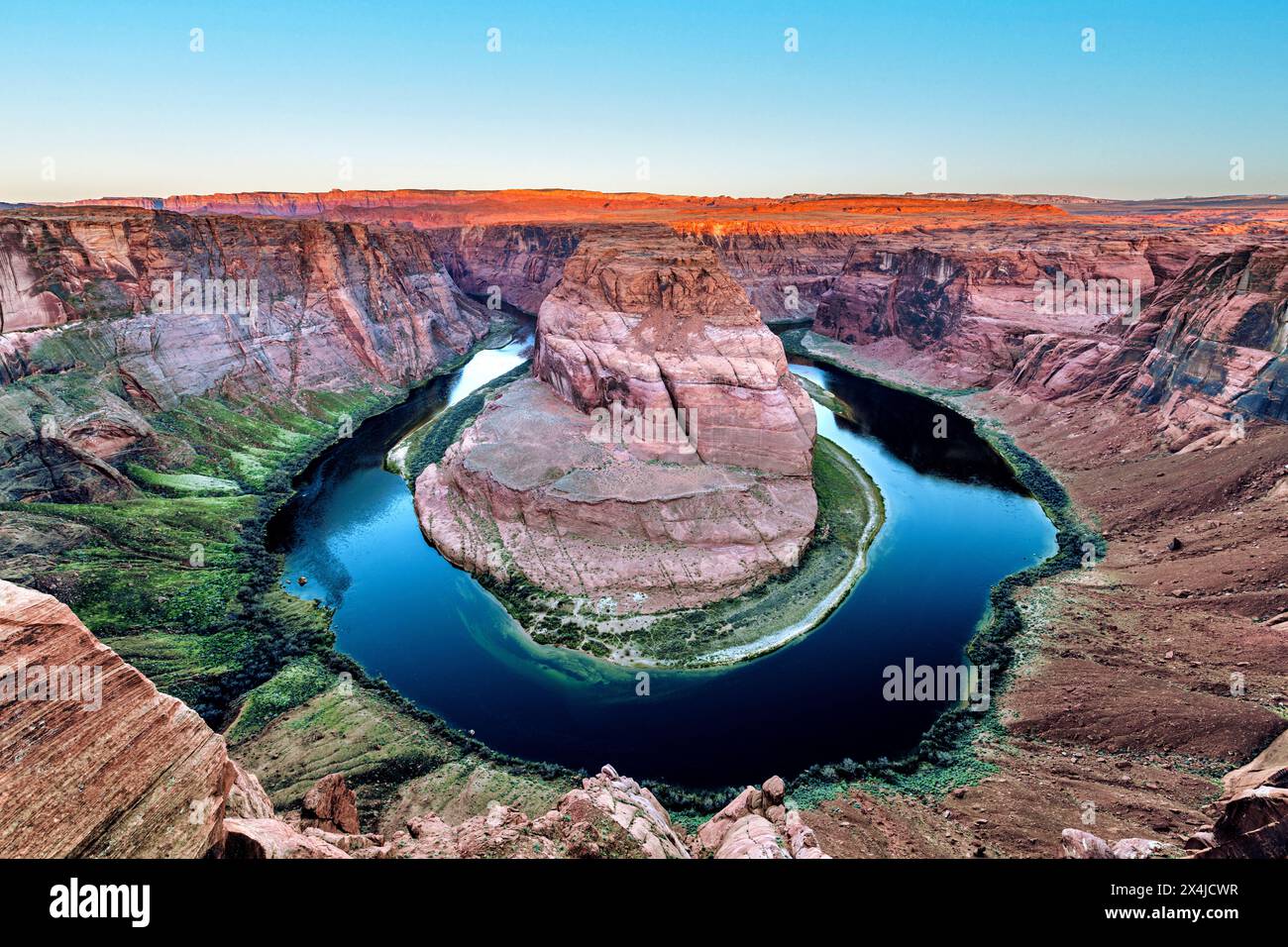 Super panorama of Horseshoe Bend in Page Arizona shows the pink ...