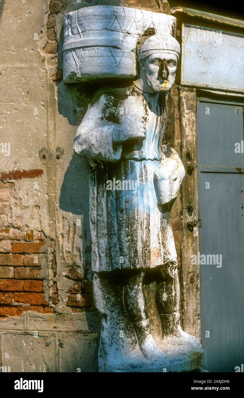 1991 archive photograph of a statue in the Campo dei Mori, Venice. It ...
