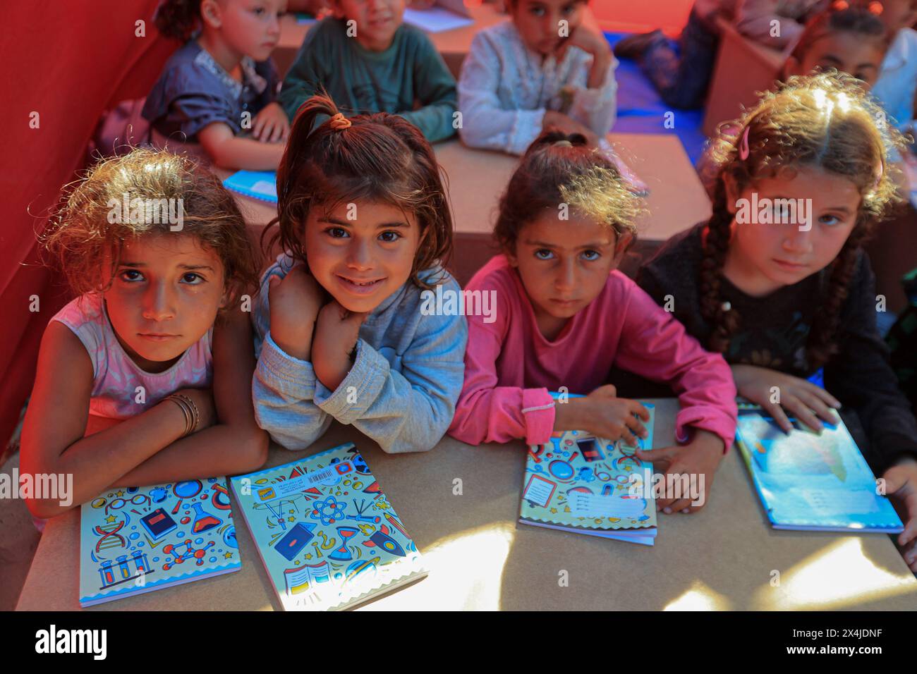 Gaza. 30th Apr, 2024. Palestinian students are seen in a classroom at a ...