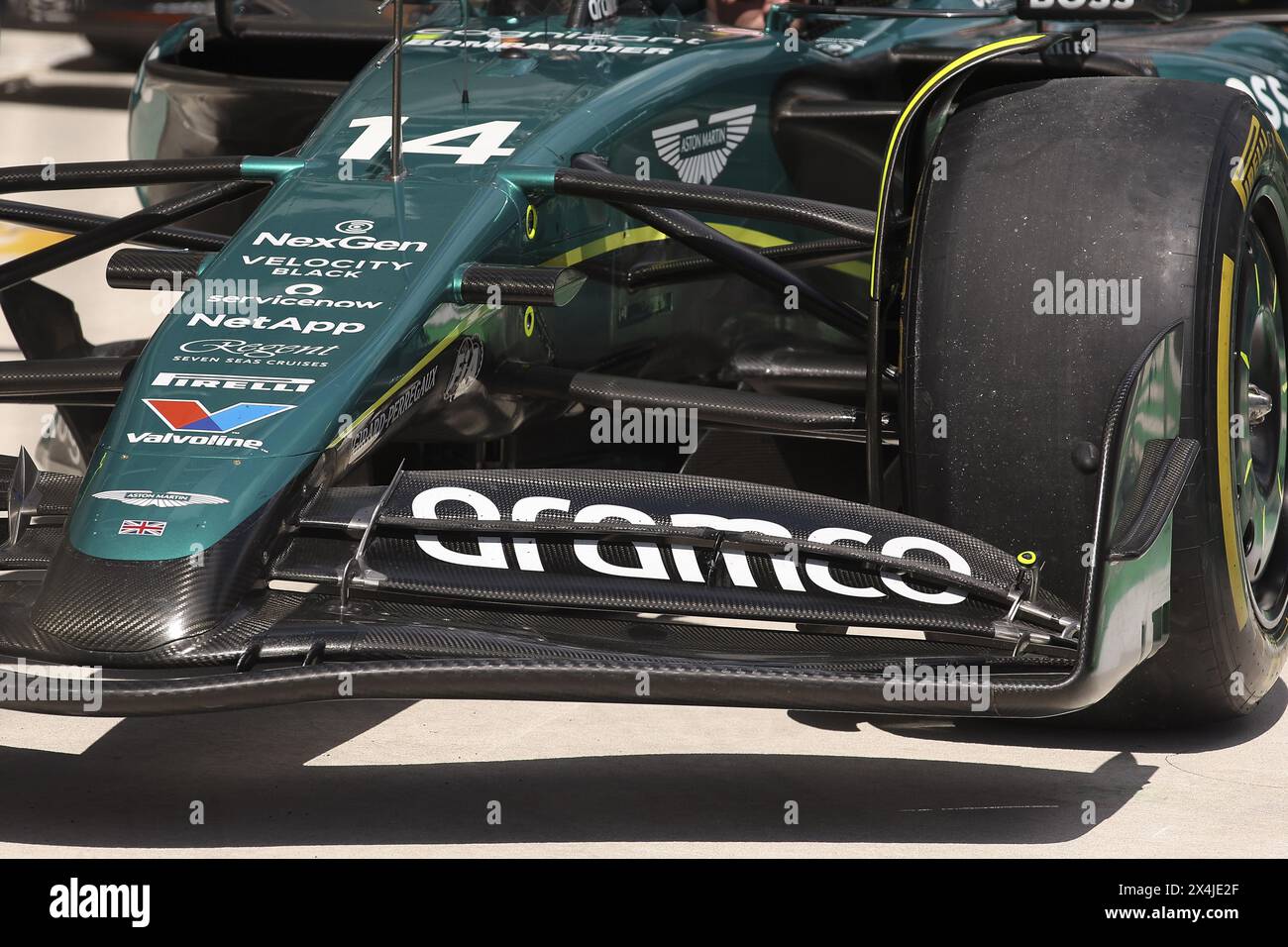 Aston Martin F1 Team AMR23, mechanical detail front wing during the ...