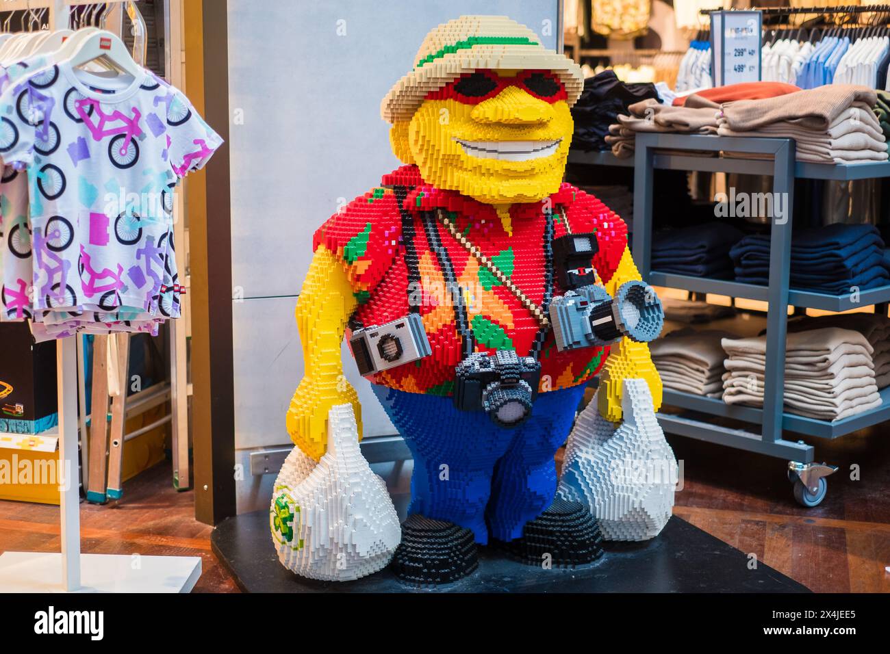 Copenhagen, Denmark - April 7, 2024: Huge Lego sculpture of a smiling ...