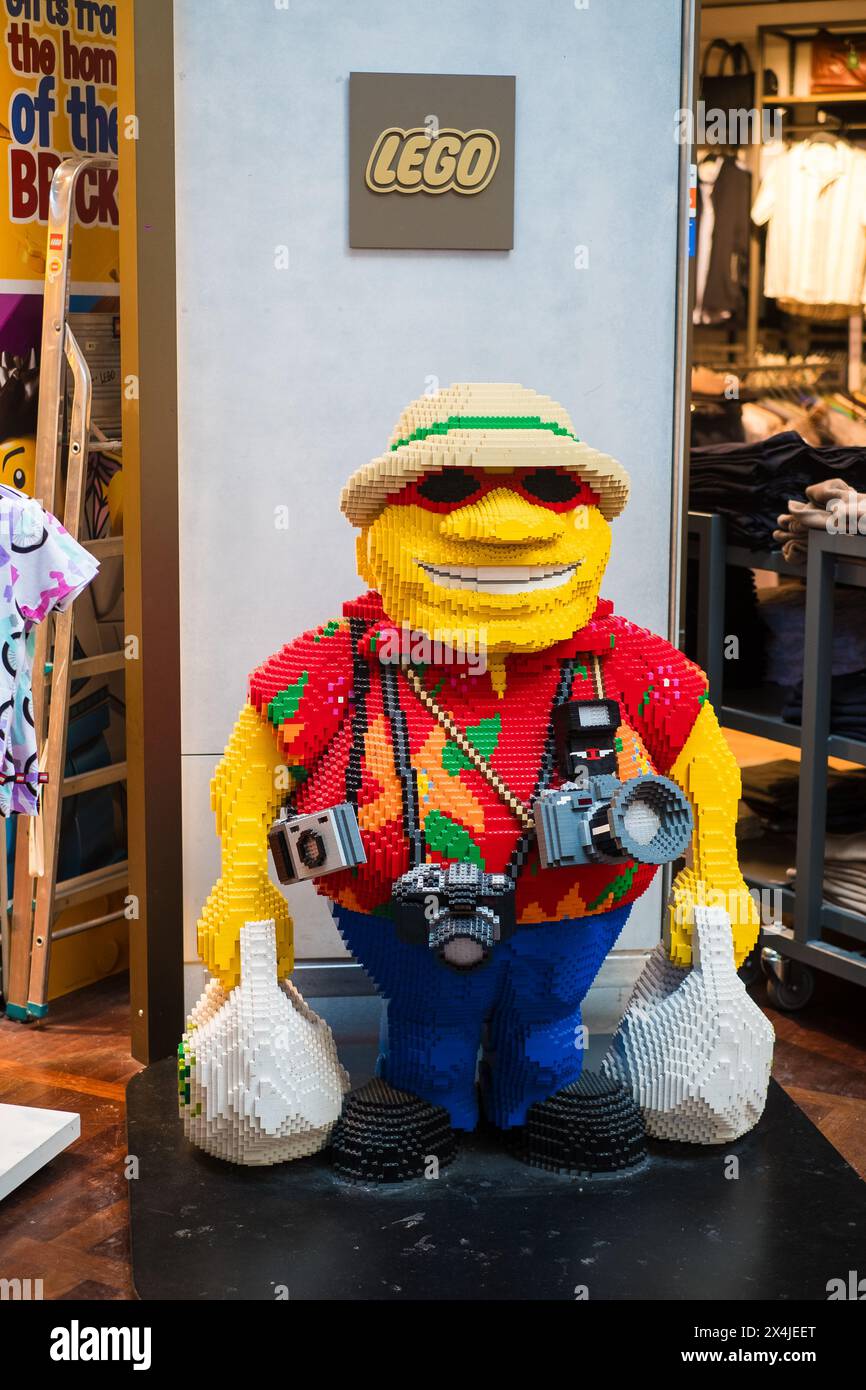 Copenhagen, Denmark - April 7, 2024: Huge Lego sculpture of a smiling ...