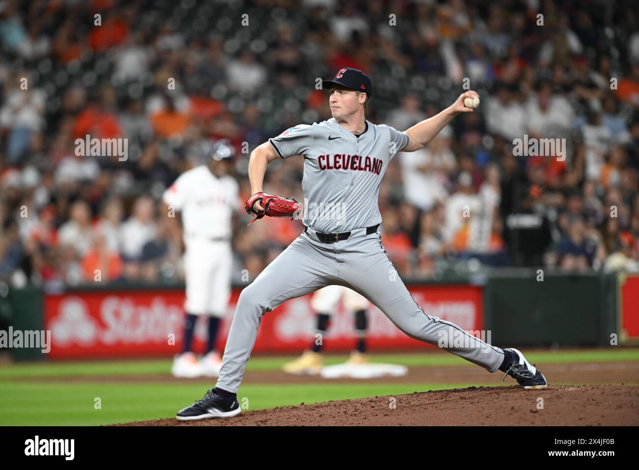 Cleveland Guardians pitcher Tim Herrin (29) in the bottom of the eighth ...